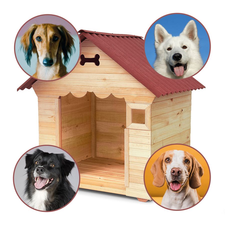 Casa perros madera labrador, golden, siberiano o dálmata Energy Plus ...